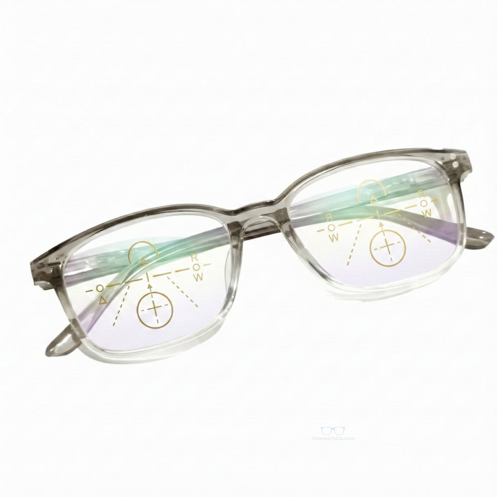 ARTView Grey Rectangle Progressive Glasses | Blue Light Filter ...